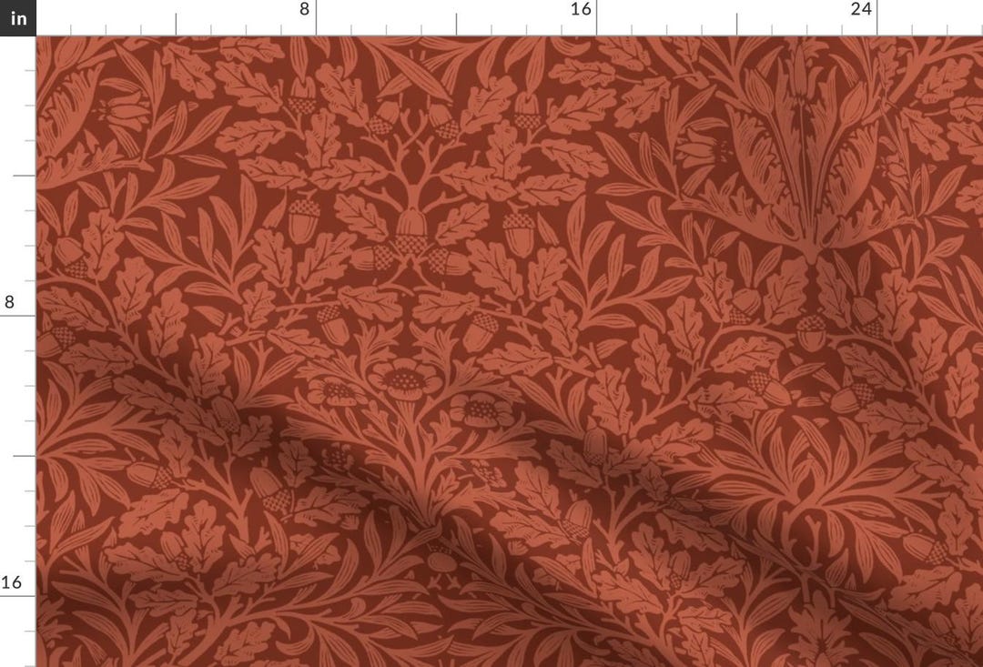 Vintage Damask Fabric - Acorn Persimmon by Salvagescapes - Rust Art ...