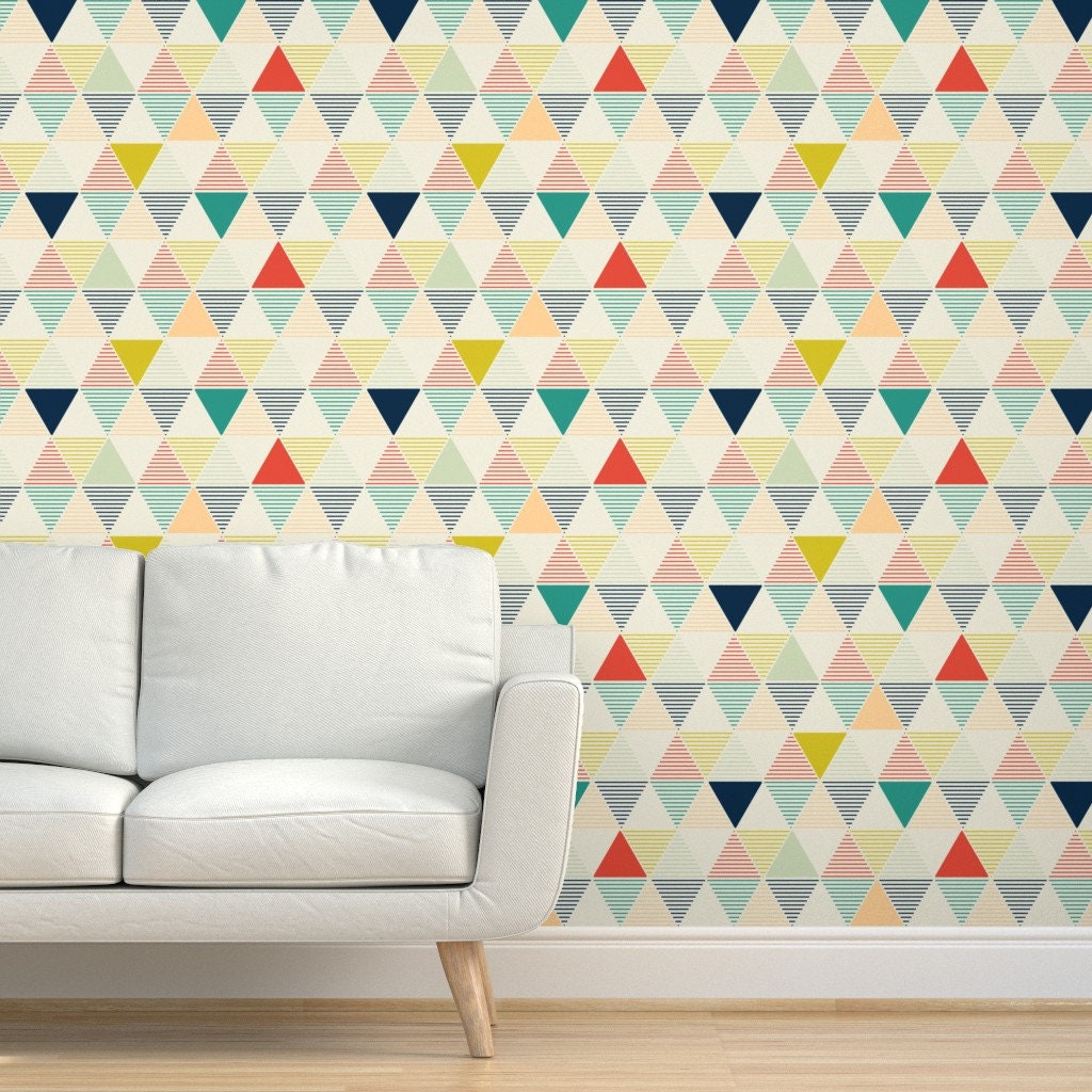 Triangle Wallpaper Modern Geometric by Lemonni Modern | Etsy