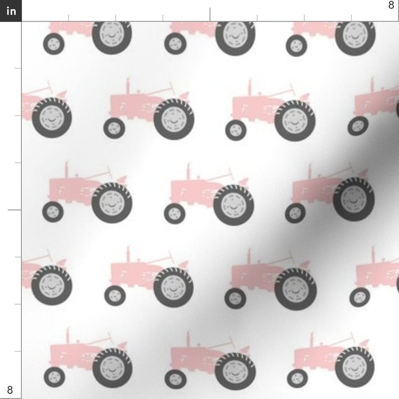 Tractor Fabric Pink Tractors by Littlearrowdesign Pink | Etsy