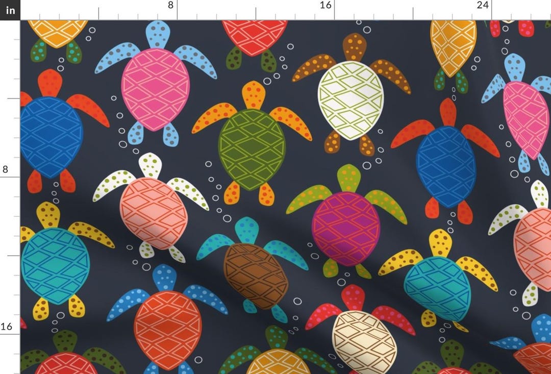 Turtle Fabric - Save Our Species! Sea Turtles by Katerhees - Colorful ...