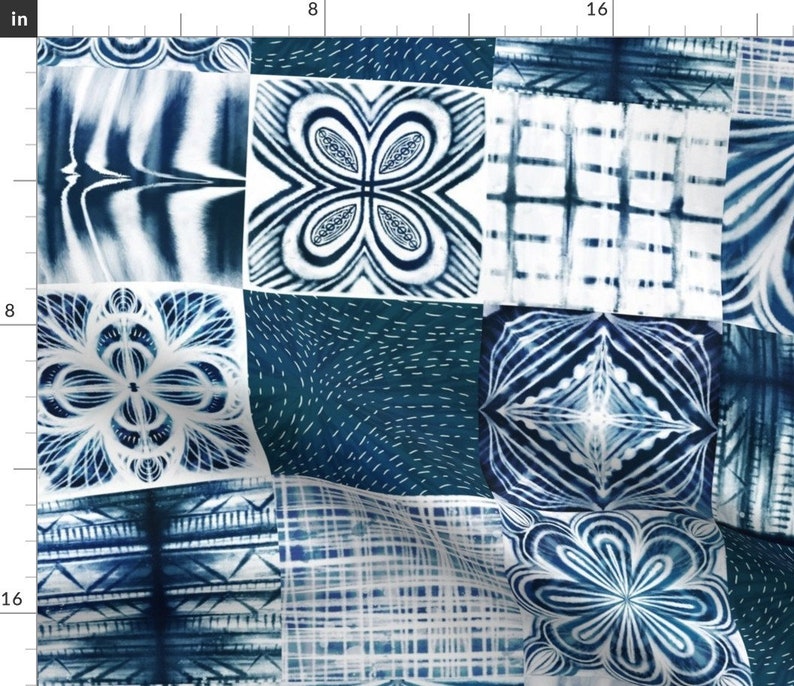 Shibori Blue Quilt Acid Wash Fabric Shibori Indigo Patchwork - Etsy