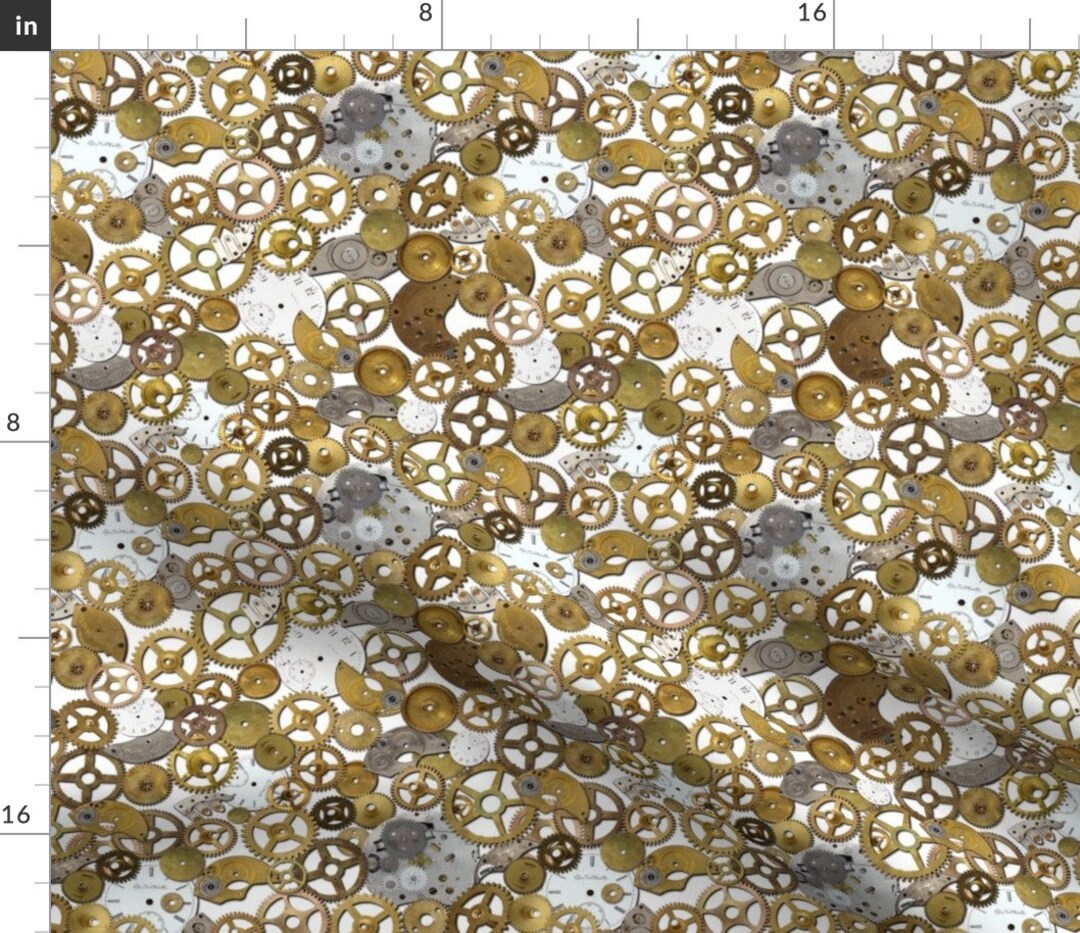 Steampunk Fabric Steampunk Watch Parts on White Smaller by Joyfulrose ...