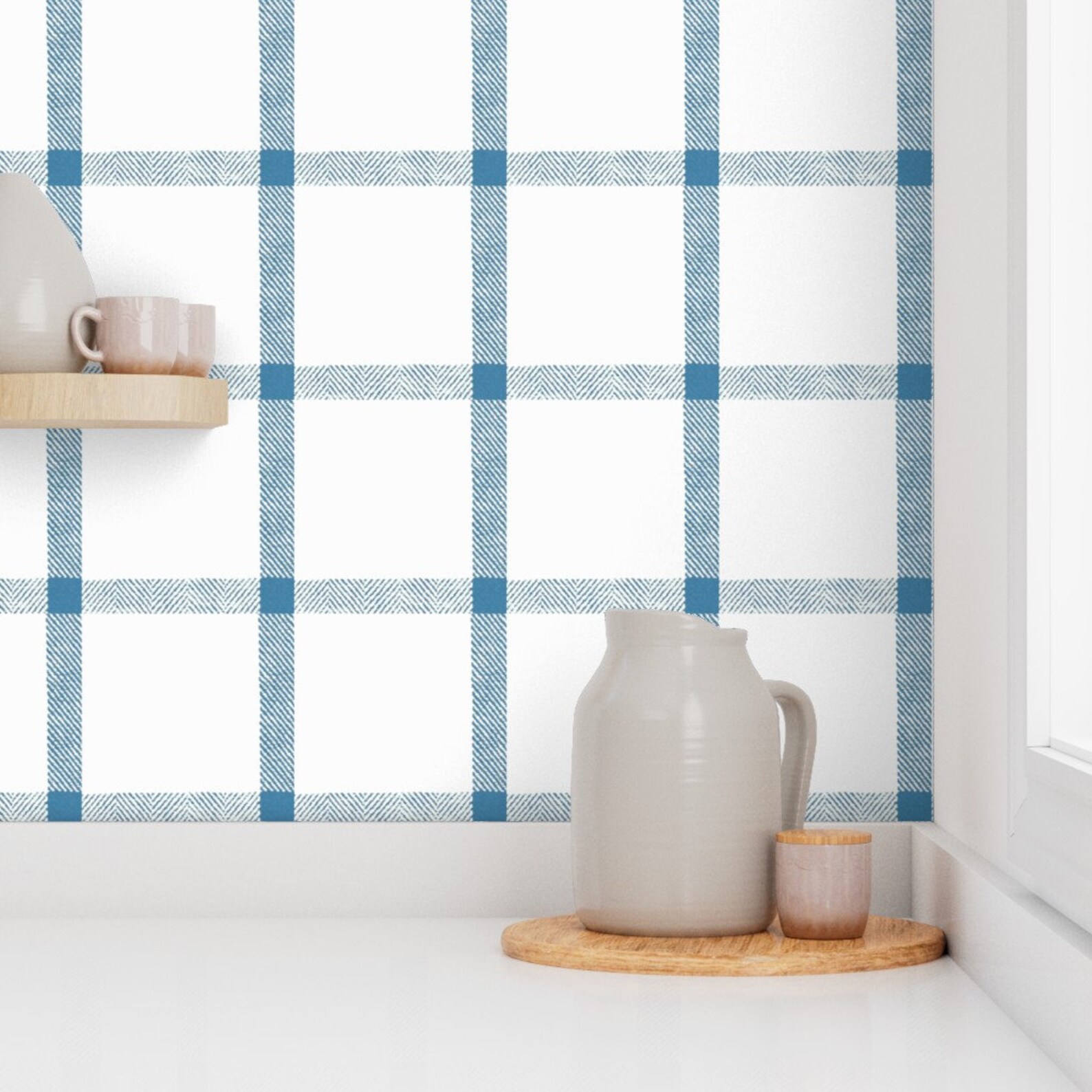 Plaid Wallpaper Blue Tartan Plaid Blue Check by Mlags Blue - Etsy