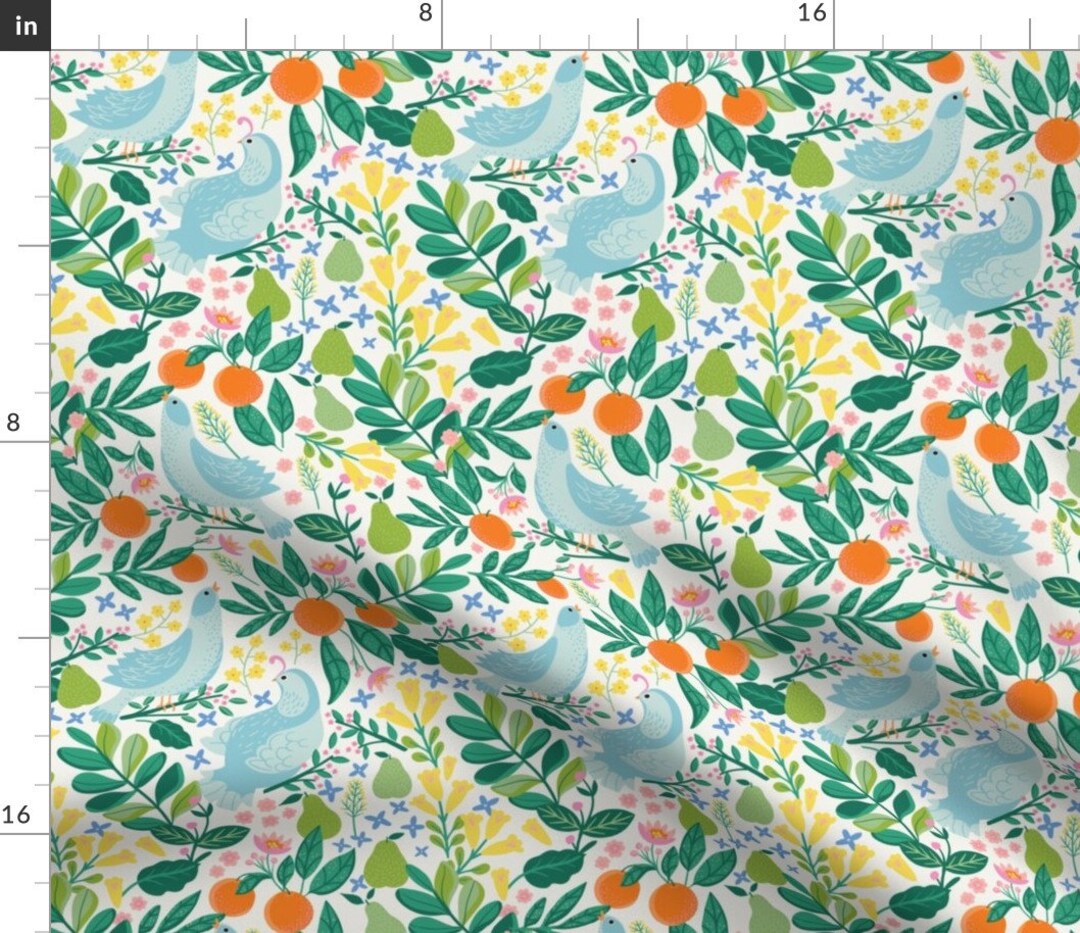 Blue Birds Fabric Partridge by Mabletandesigns Christmas - Etsy