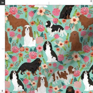 Cavalier King Charles Fabric-cavalier King Charles Spaniel Florals ...