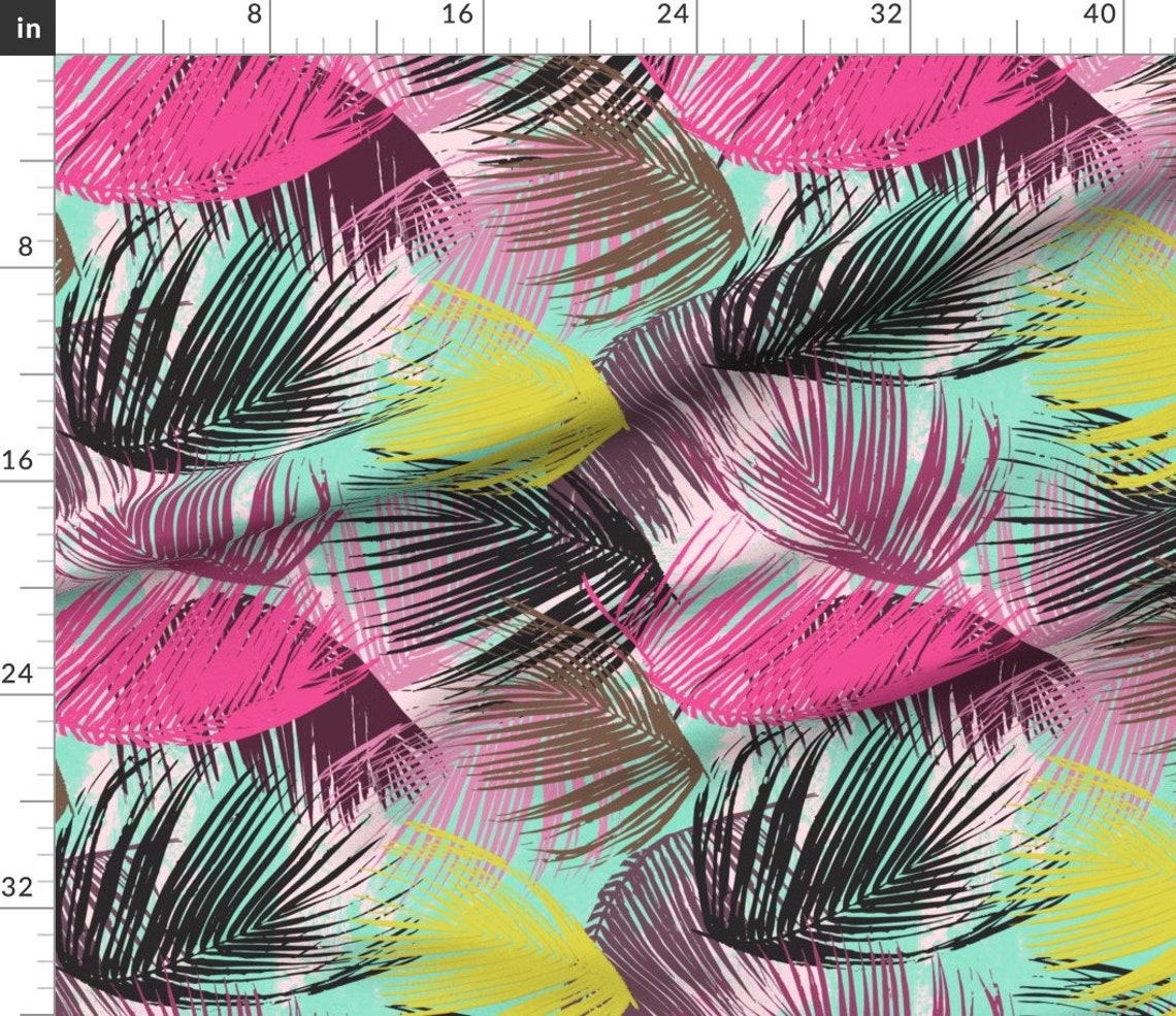 Bright Tropical Palms Fabric Tropical Palm Leaves by Fable - Etsy