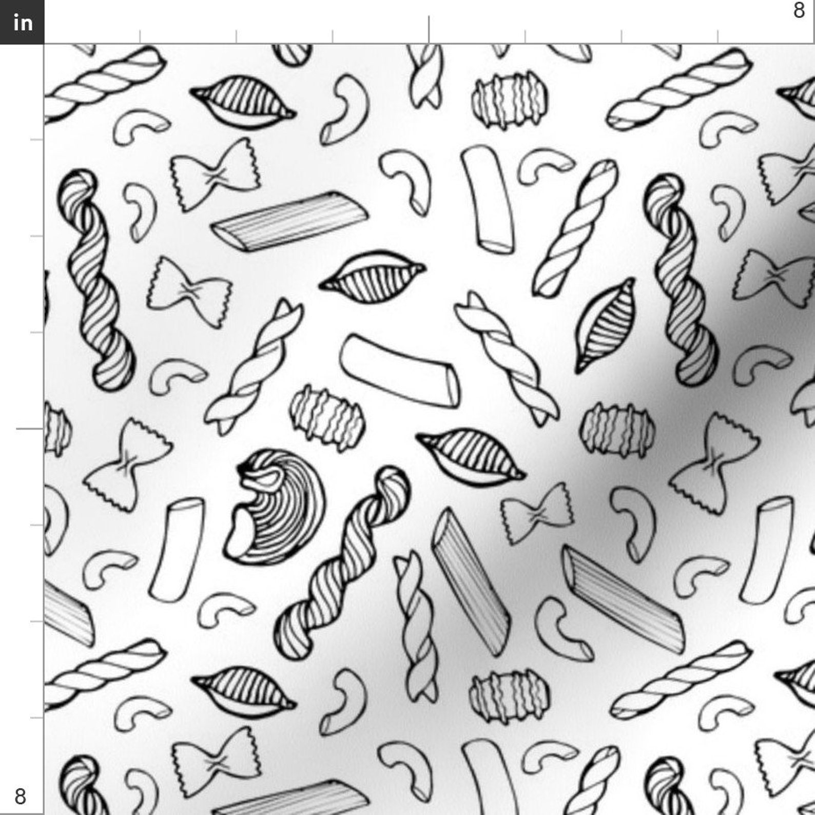 Pasta Party Fabric Pasta Shapes in Black and White by - Etsy