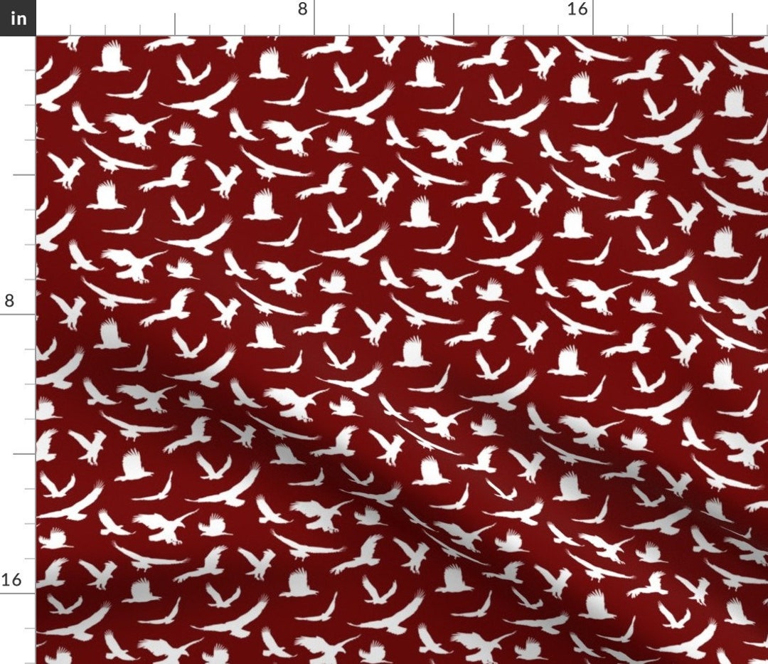 Crimson Eagles Fabric White Eagles on Maroon Small by Thin Line ...
