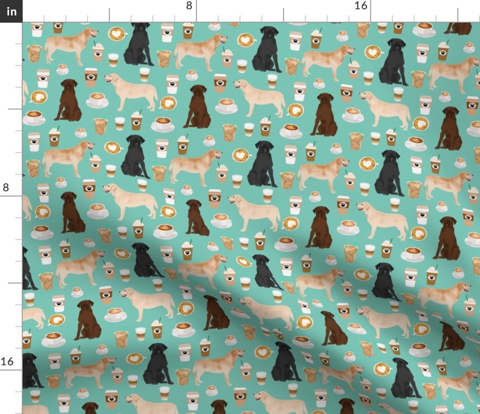 Labrador Fabric Labradors Coffee Latte Yellow Lab Design by | Etsy