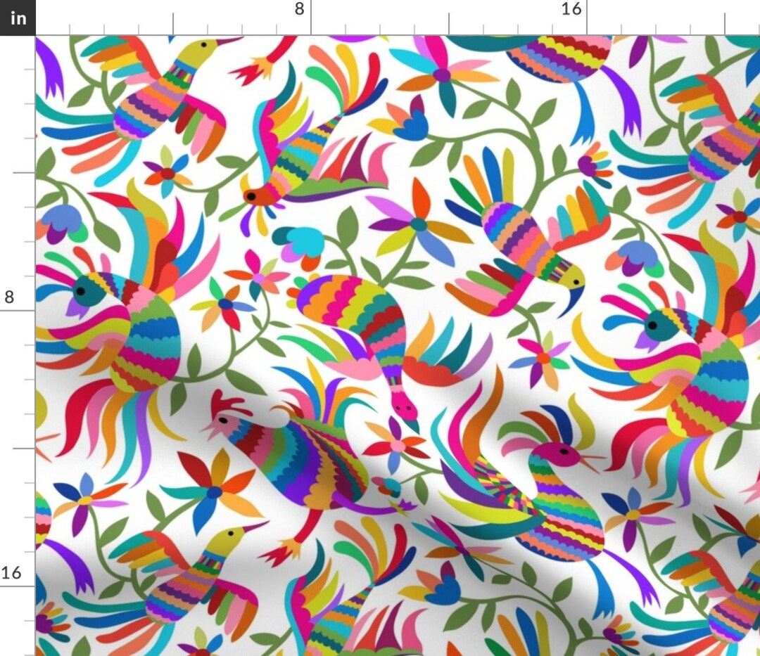 Otomi Fabric Flying Otomi Birds Ole by Vo Aka Virginiao - Etsy