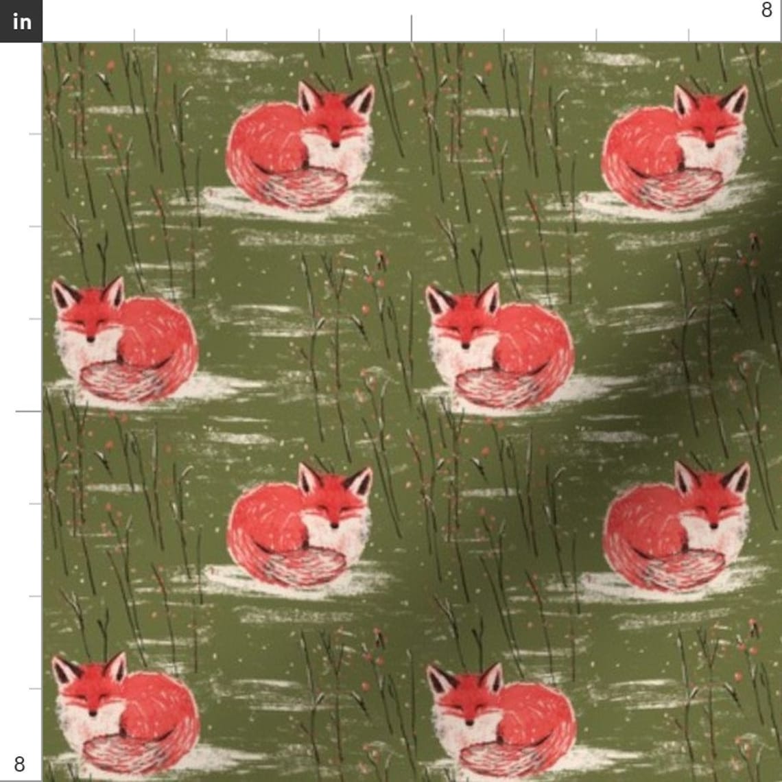 Fox Fabric Fox Dream by Allierunnion Fox Winter Woodland - Etsy