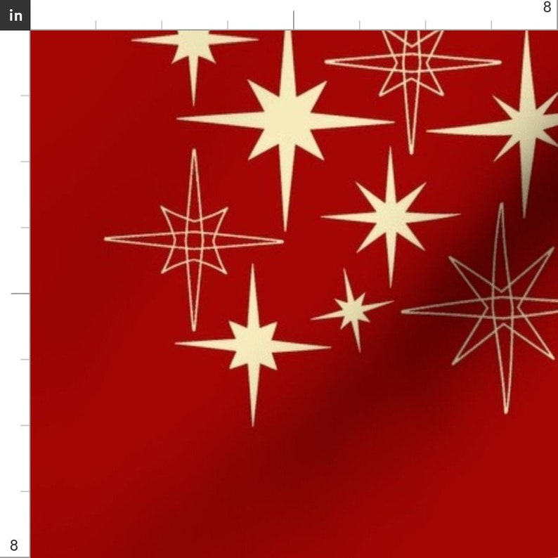 Red Atomic Star Fabric mid Century Atomic Perfect Stars by - Etsy