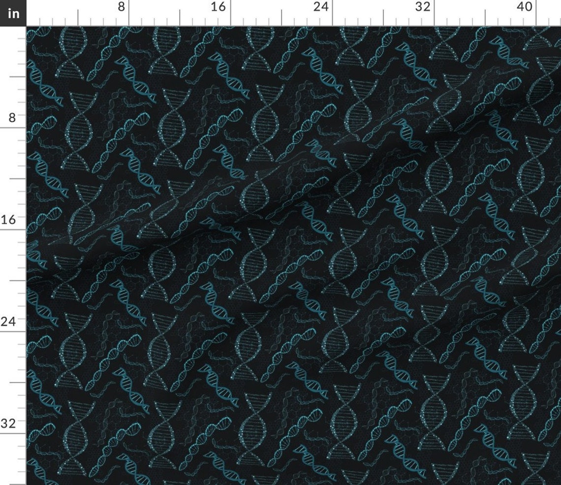 DNA Blue Black Double Helix Fabric Dna Biological by - Etsy