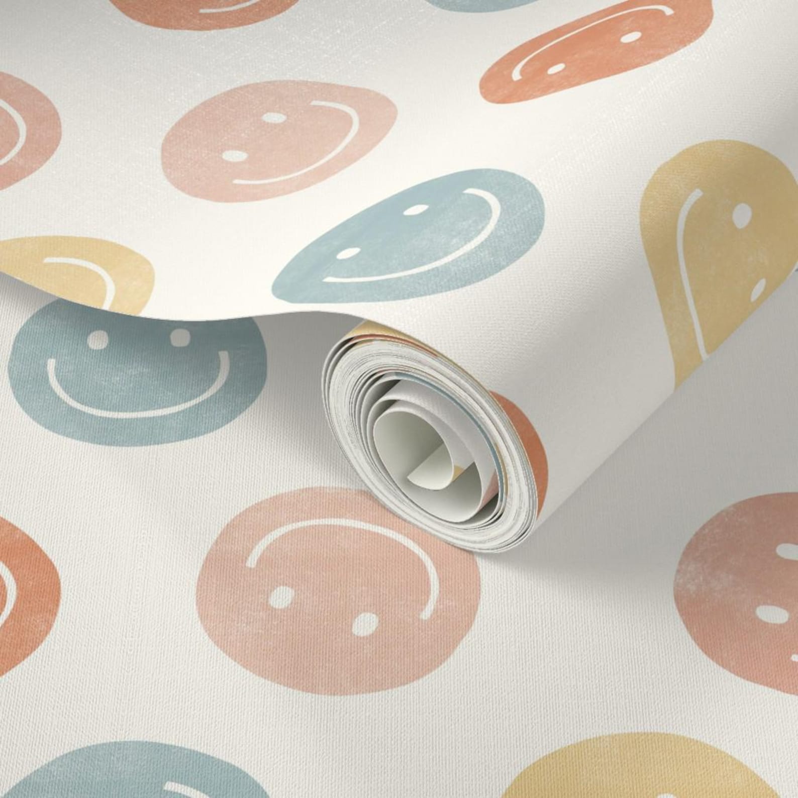 Boho Happy Face Removable Peel and Stick Wallpaper - Smiles Whimsical ...
