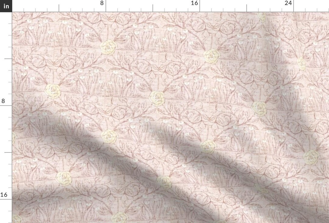 Floral Tile Fabric - Fable Vintage Tile (sea Shell Linen) by Nouveau ...