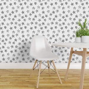 Gray Star Wallpaper - Starry Watercolor Dreams in Grey by Emilysanford ...