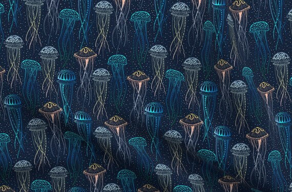 Abstract Jellyfish Fabric Jellyfish By Juliabadeeva | Etsy