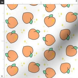 Peaches Fabric Sparkle Peach by Magic Circle Peaches Summer Fruit Cute ...