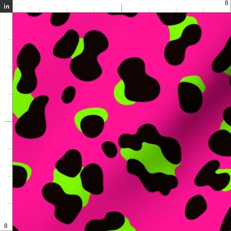 Neon Leopard Fabric Neon Pink and Lime Green Leopard Animal | Etsy