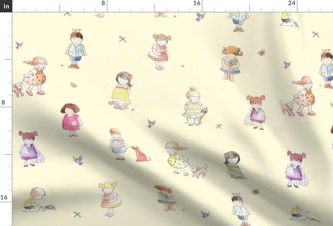 Children's Illustration Fabric Children Cartoon Fabric by ...