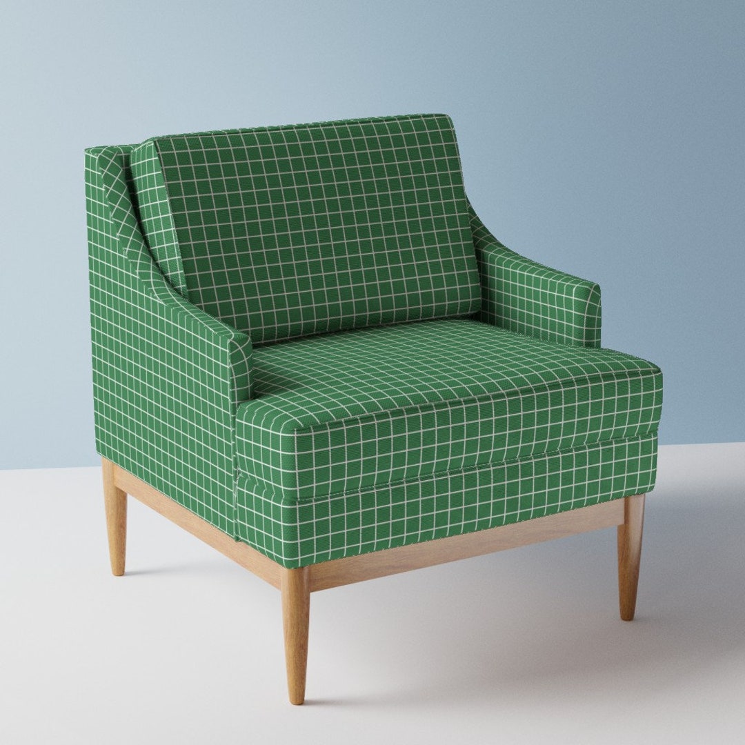 Windowpane Check Upholstery Fabric- Kelly Green Grid by Misstiina ...