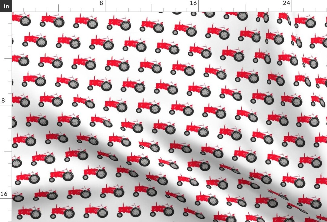 Red Tractor Fabric - Tractor Red on White by Littlearrowdesign - Farm ...