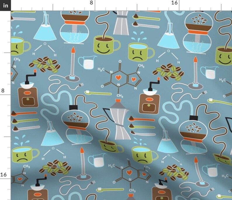 Coffee Science Fabric Does Coffee Morning Happiness by - Etsy