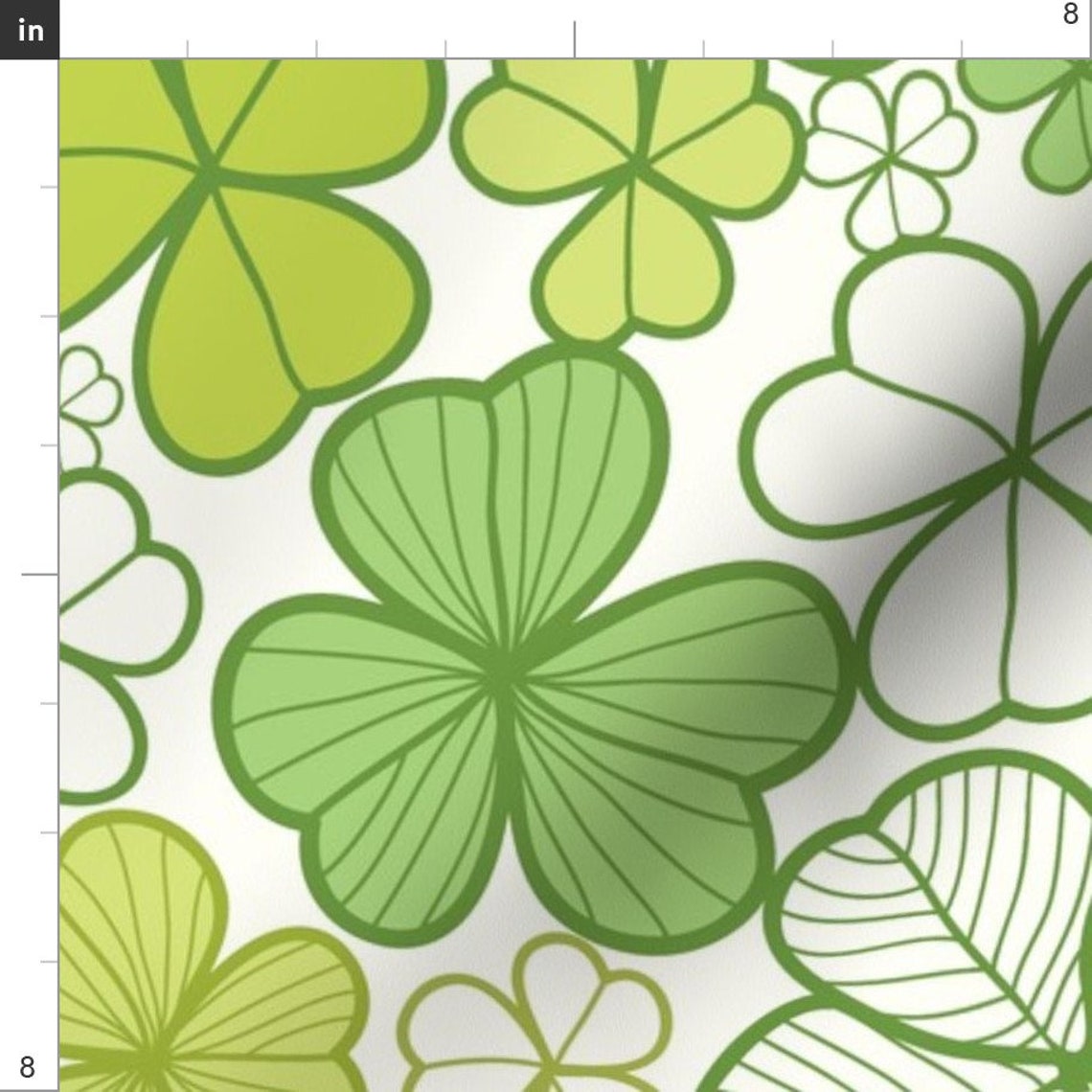 Green Clover Fabric Lucky Clovers by Oksancia Abstract - Etsy