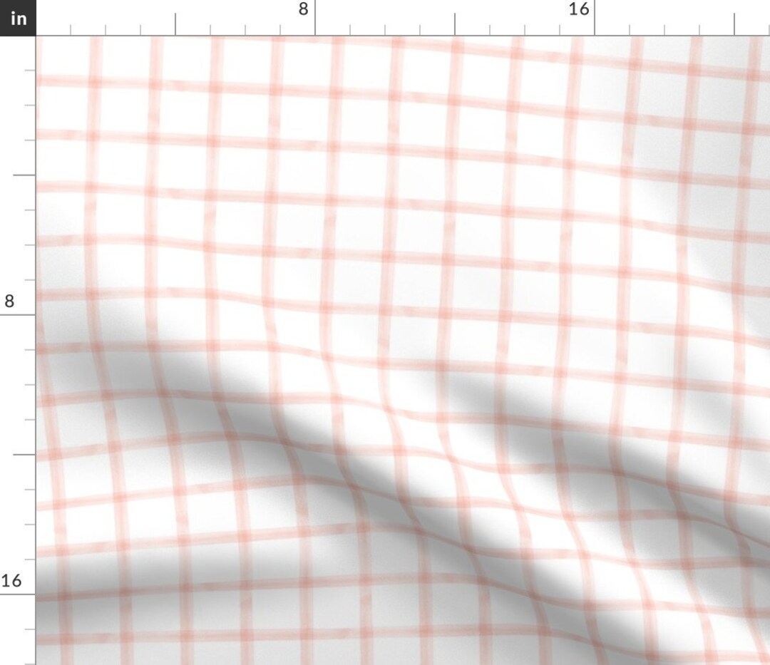 Pink and White Plaid Fabric Watercolor Window Pane Plaid - Etsy