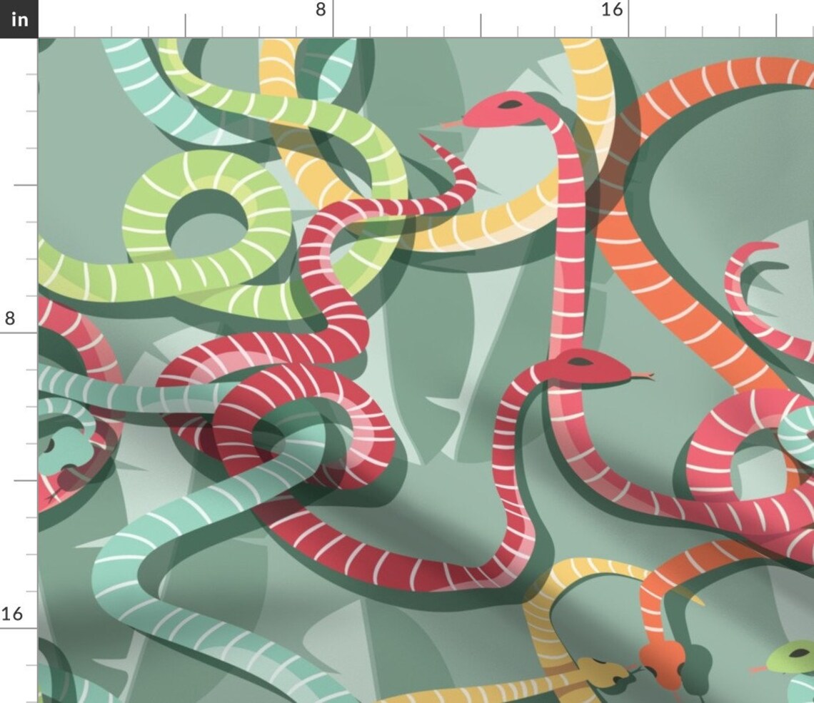 Snakes Fabric Snakes by Bluelela Wild Life and Nature - Etsy