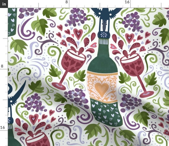 Wine Fabric For The Love Of Wine Damask By Creativeinchi | Etsy