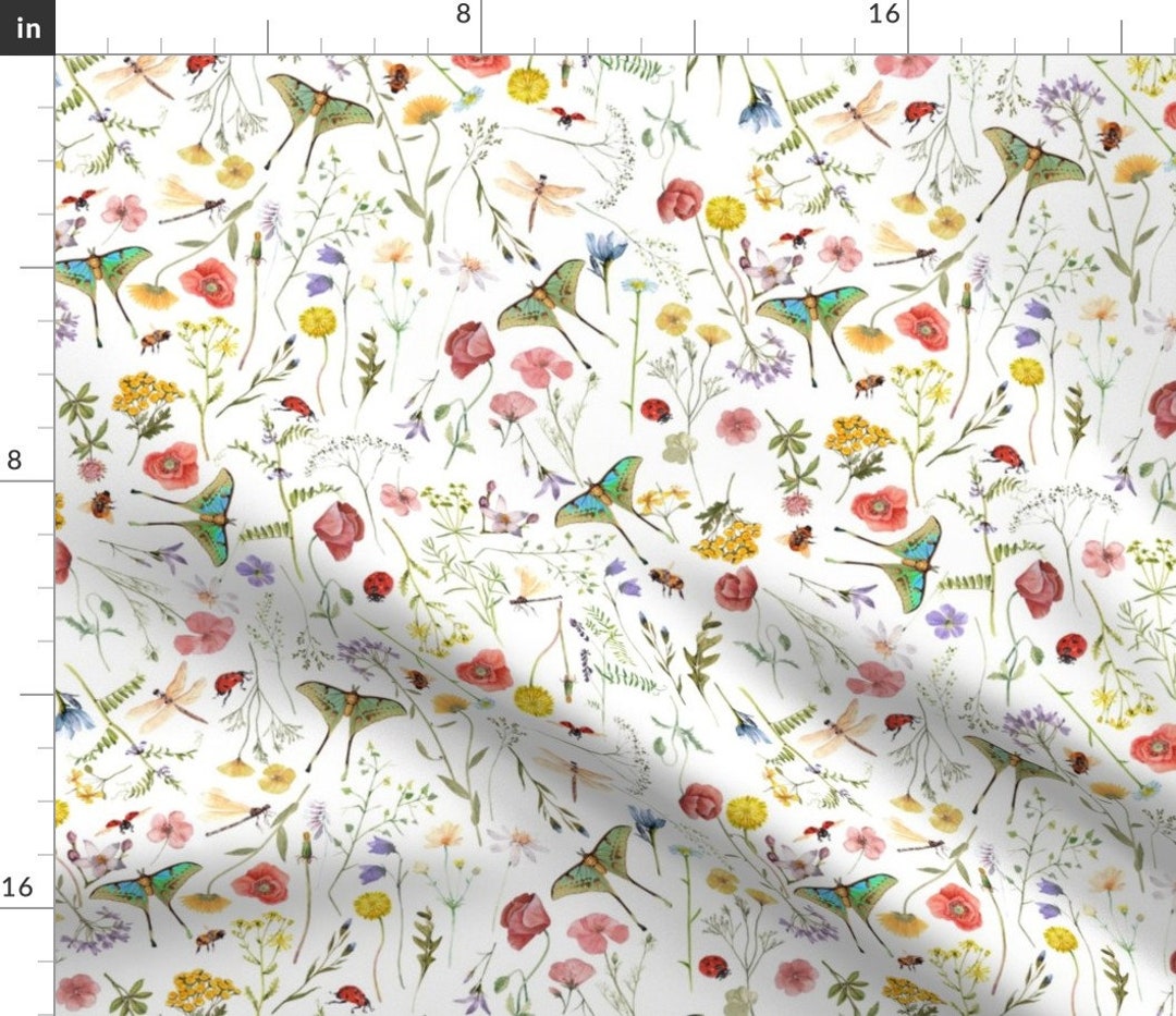 Cottagecore Fabric 12 in the Weeds by Utart Wildflower Insects Garden ...