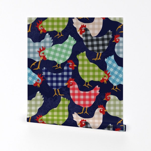 Barnyard Chickens Wallpaper - Etsy