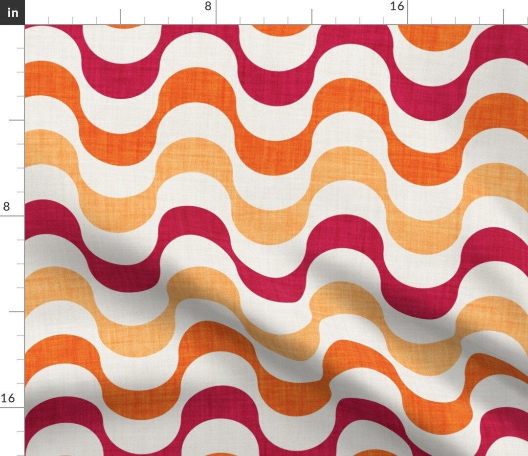 Wavy Retro Stripes Fabric Groovy Waves by Selmacardoso - Etsy