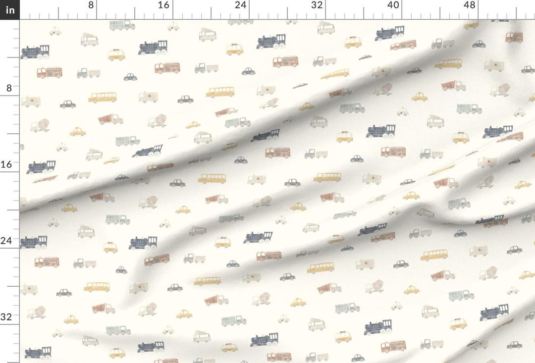 Boho Trucks Extra Wide Sateen Fabric- Cars and Trucks by Mariana_walker ...