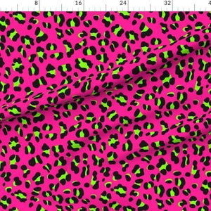 Neon Leopard Fabric Neon Pink and Lime Green Leopard Animal Print by ...