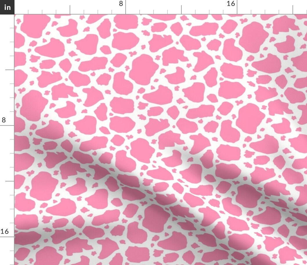 Cow Print Fabric Pink Cow Blobs By Amy G Pink White Kids | Etsy