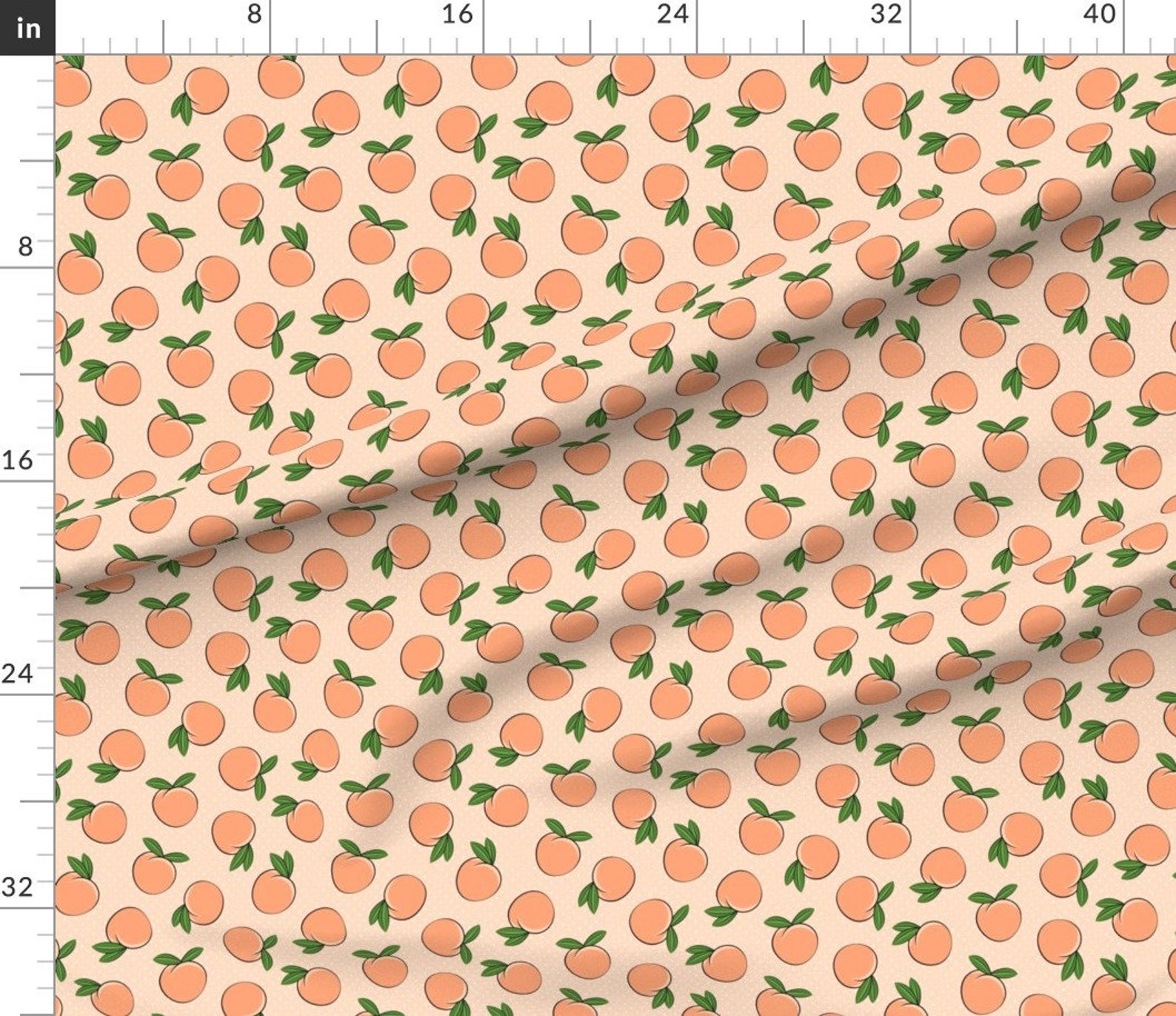 Peaches Fabric Peaches Polka Dots on Peach by - Etsy