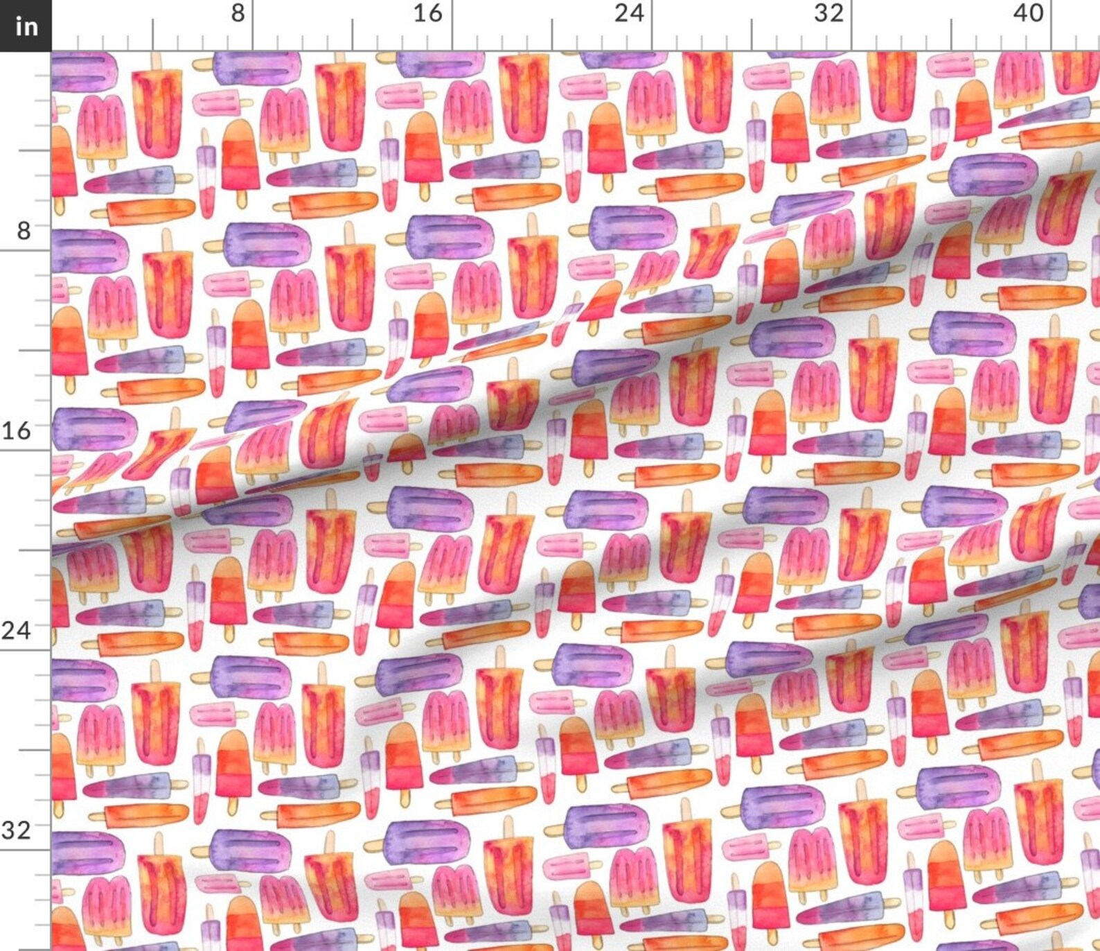 Ice Pops Fabric Watercolor Ice Pop Pattern by Latheandquill - Etsy