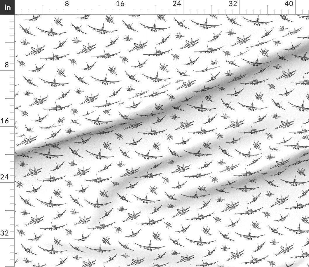 Airplane Fabric Plane Sketches Small by Thinlinetextiles - Etsy