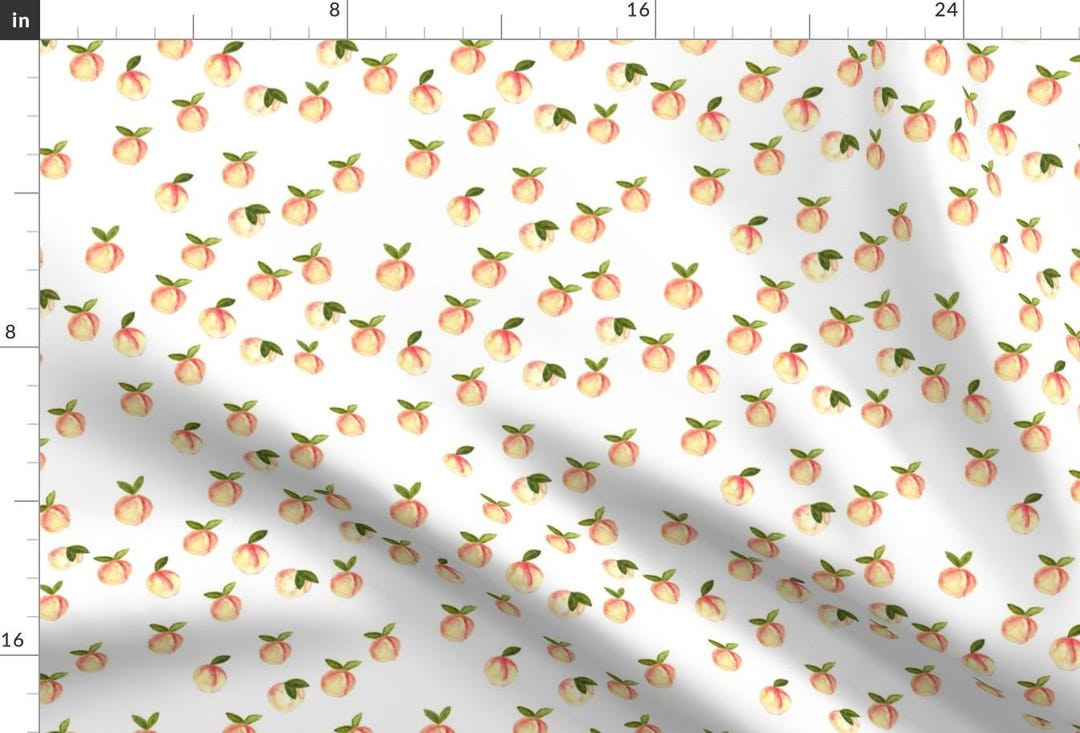 Watercolor Peaches Fabric - Watercolor Peaches White by ...