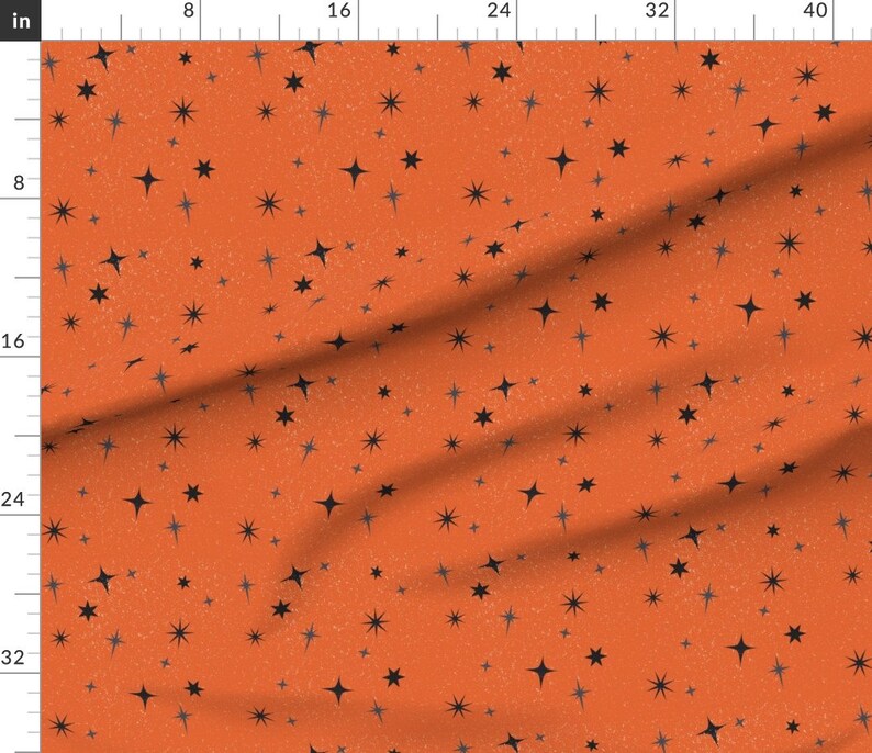 MCM Halloween Fabric Halloween Stars by Heidikenney Black - Etsy