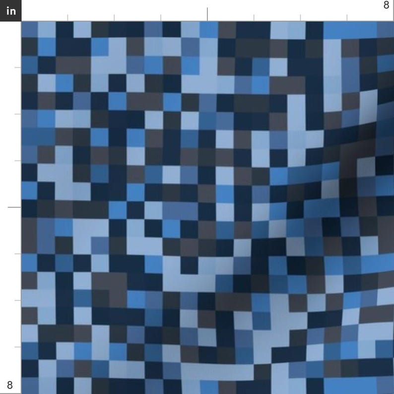 Blue Pixels Fabric - Pixel Squares - Water by Ruth_robson - Blue ...