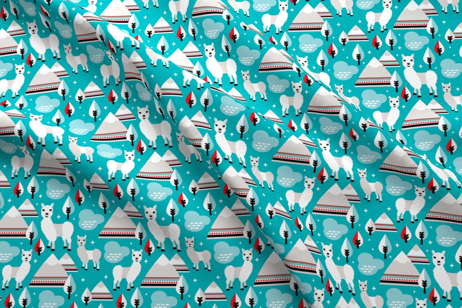 Lama Fabric Lama Alpaca Woodland Winter Aztec Patagonia | Etsy