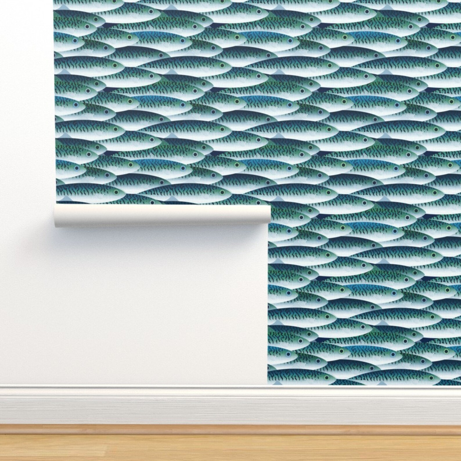 Fish Wallpaper Sea by Spellstone Fish Blue Scales - Etsy