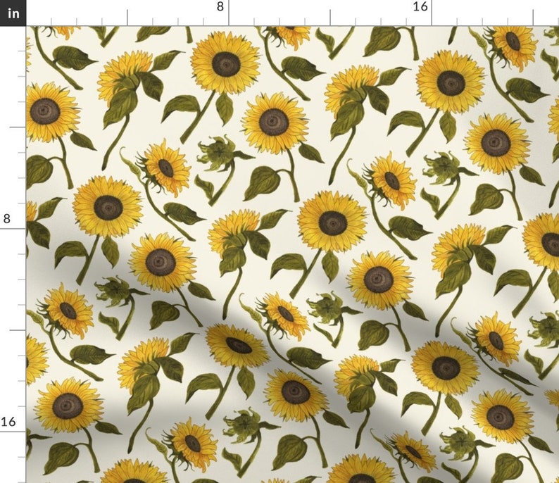 Sunflowers Fabric Sunflower Large by Angelastevens - Etsy