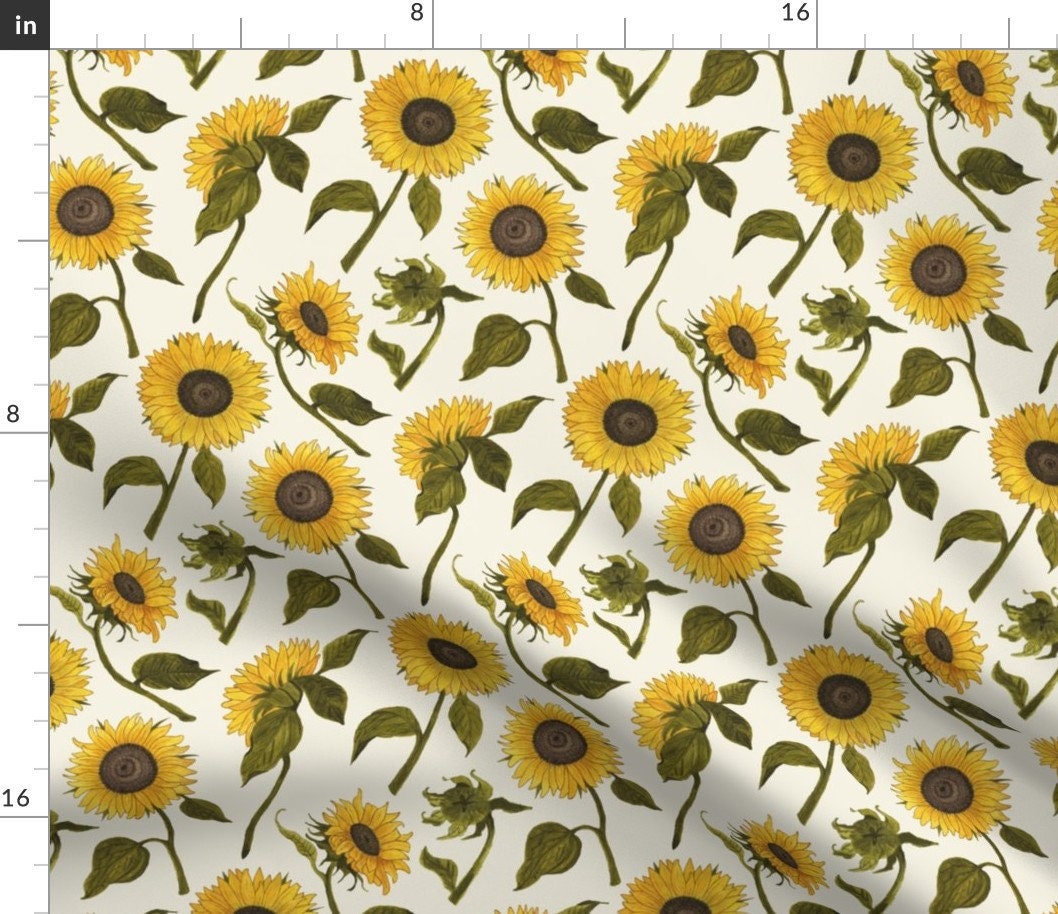 Sunflowers Fabric Sunflower Large by Angelastevens - Etsy