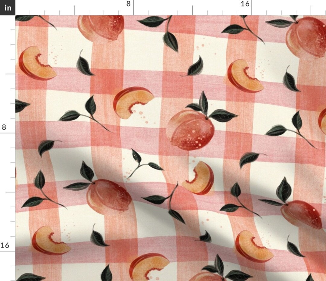 Pink Peaches Fabric Retro Peaches Gingham by Rebelform Vintage Retro ...