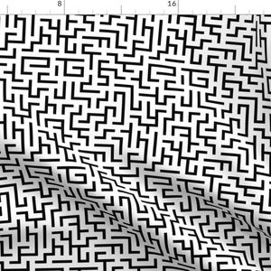 Labyrinth Fabric - My Own Labyrinth by Boyusya - Labyrinth Maze Black ...