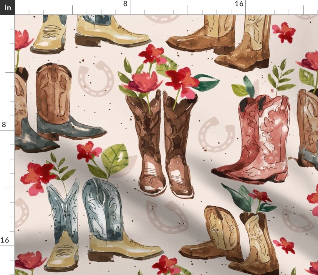 Cowboy Boots Fabric Western Boots Large by Sarah Treu - Etsy